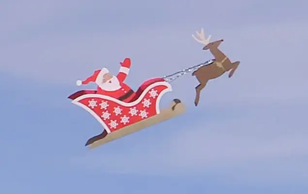 Santa And His Reindeer Flying