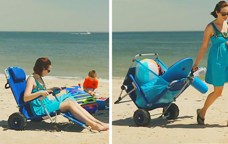 2-in-1 Beach Lounger | This Folding Beach Chair Turns Into a Beach Cart