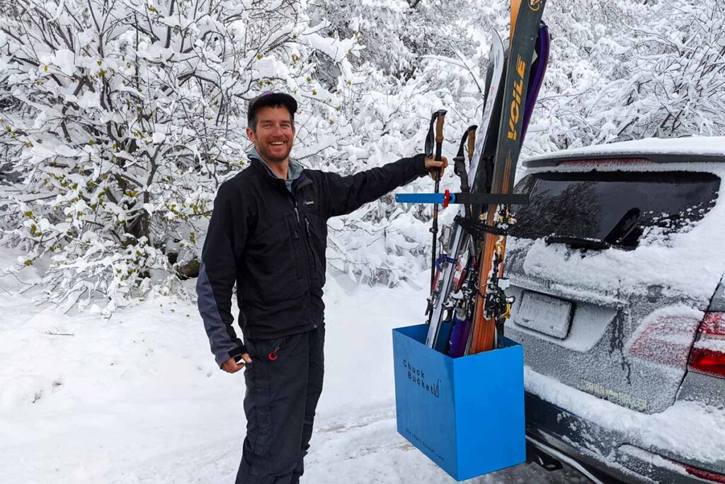 Chuck Bucket | A Simple Hitch Cargo Carrier to Store Ski Gear on SUV