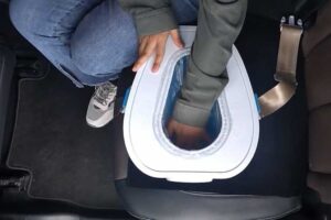 With this portable toilet for car, you can avoid restroom breaks