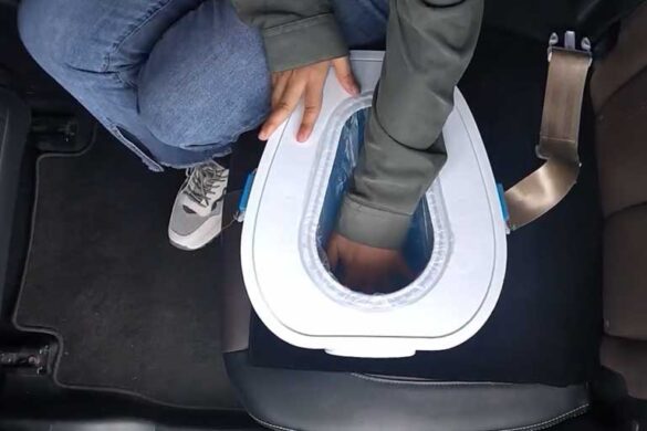 With this portable toilet for car, you can avoid restroom breaks