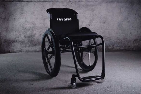 The Revolve Air portable wheelchair folds into a cabin luggage size