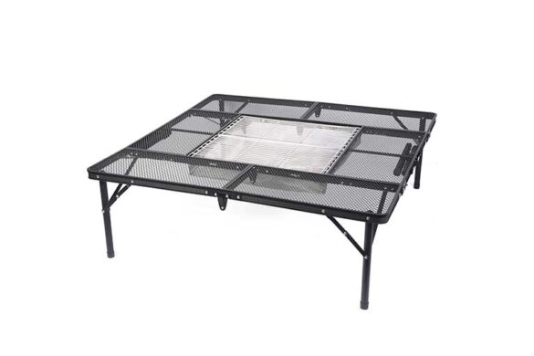 AroundFire is a portable table for grill, campfire, and outdoor cooking