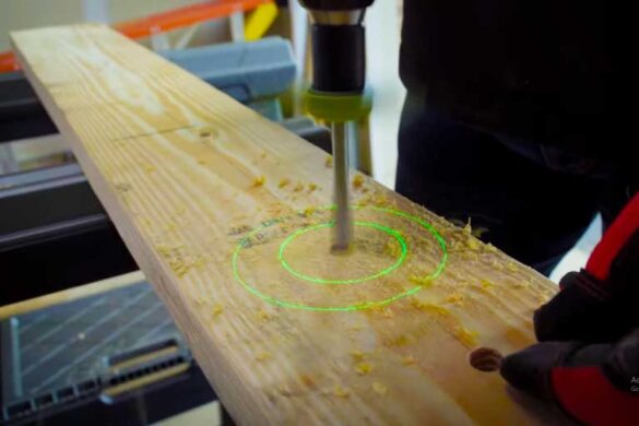 Drill exact straight holes with BullseyeBore Core laser-guided attachment