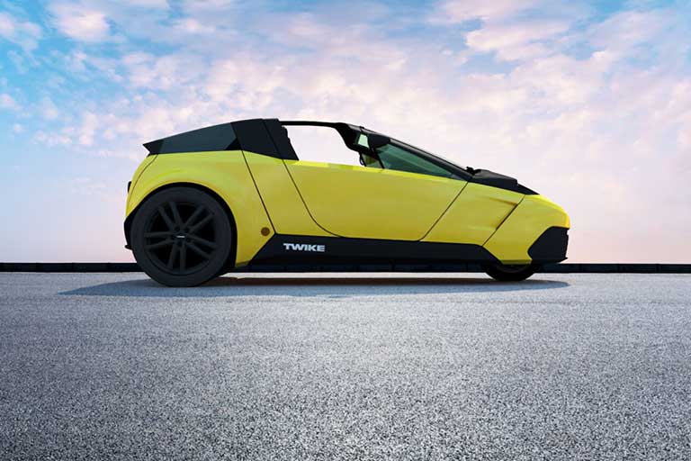 TWIKE 5 electric three-wheeler vehicle with side-stick steering