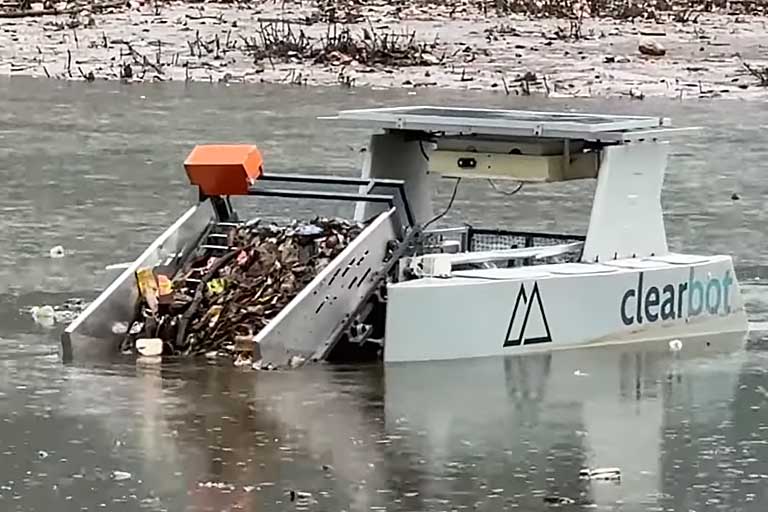 Waterway cleanup with autonomous marine trash collection Clearbot