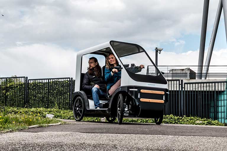 A perfect blend of bicycle and car, the Karbikes designed for all seasons